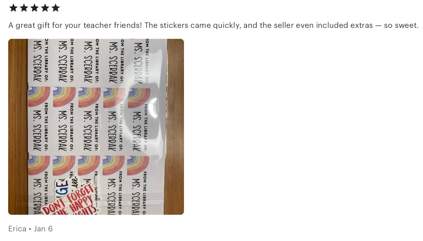 Personalized Teacher Book Labels: Rainbow Library Stickers - Etsy