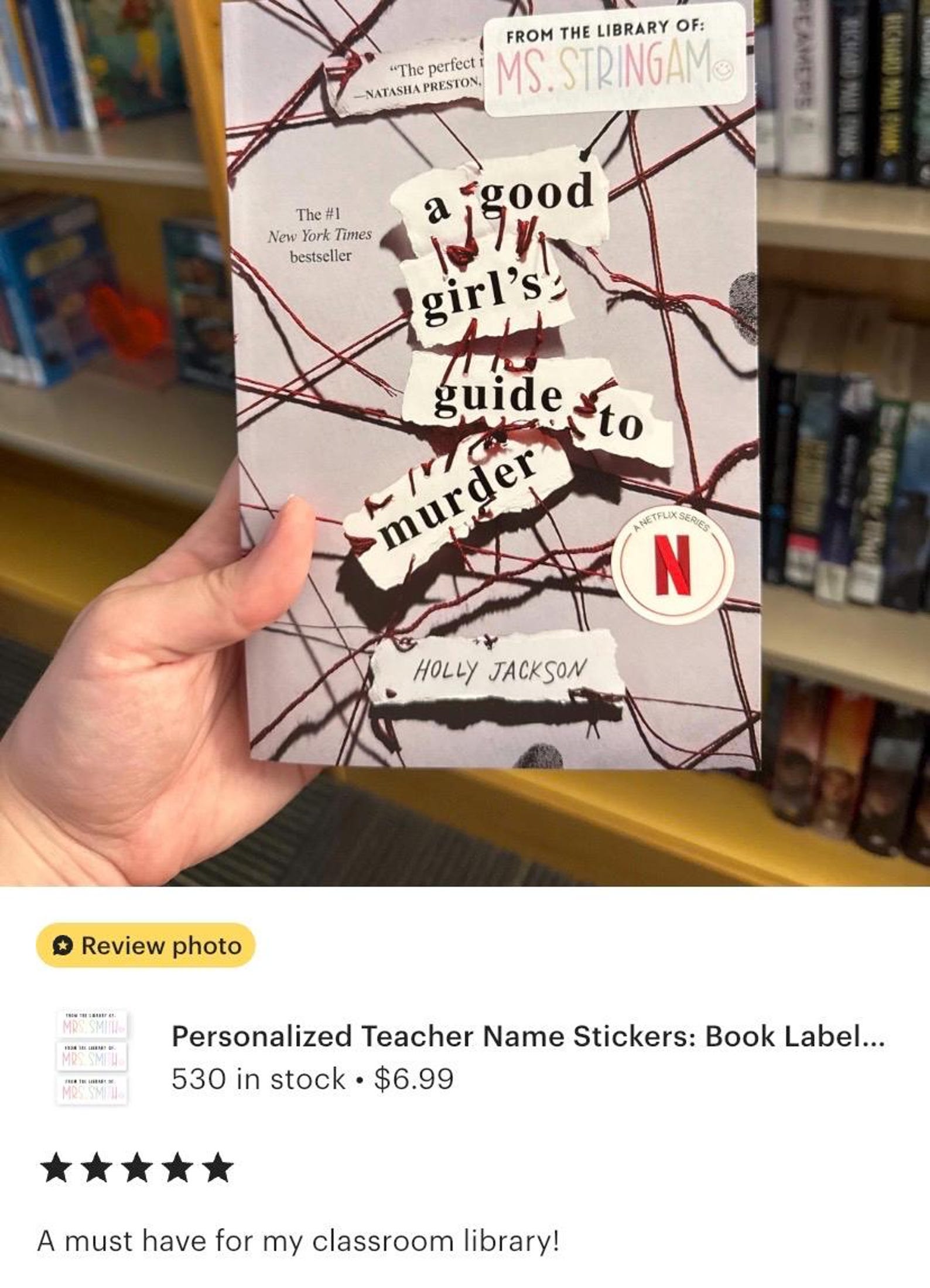 Personalized Teacher Name Stickers: Book Labels - Etsy