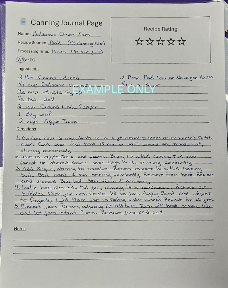 Canning Journal & Recipe Tracker - Etsy