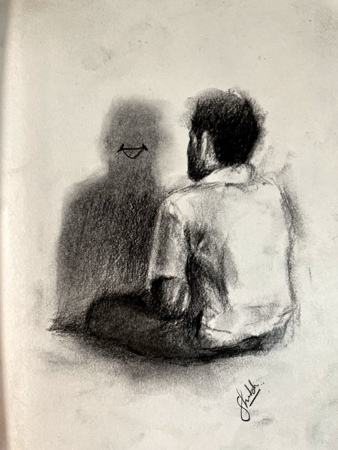 Sketch Inner Self Smile Black and White Reflection Wall Art Sensual ...