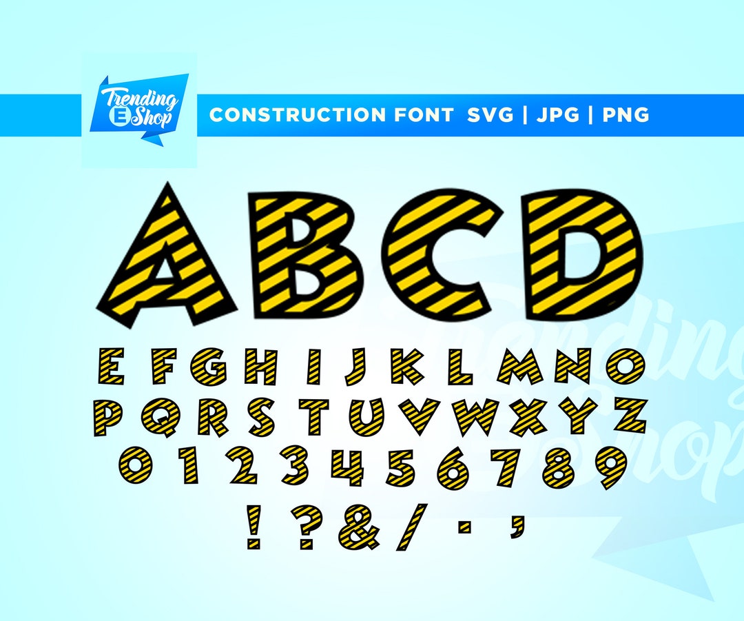 Construction Font Svg, Construction Alphabet, Cricut, Png, Svg ...