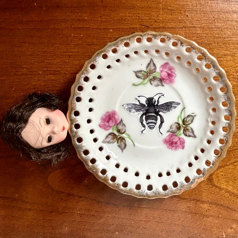 Vintage Saucer Plate Bumblebee Bees and Roses China Plates - Etsy