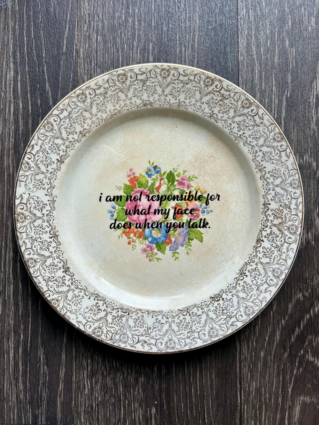 Vintage Plate I Am Not Responsible for What My Face Does When You Talk ...