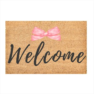 Pink Bow Welcome Mat | Coquette Decor | Housewarming Gift - Etsy
