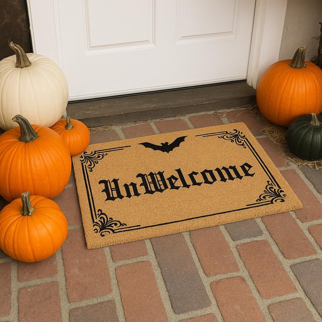 Halloween Doormat | Funny Gothic Unwelcome Mat With Bat | Spooky Front ...