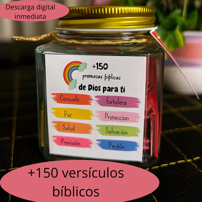 Personalized Printable Bible Verse Jar: Promises With Colors, Daily ...