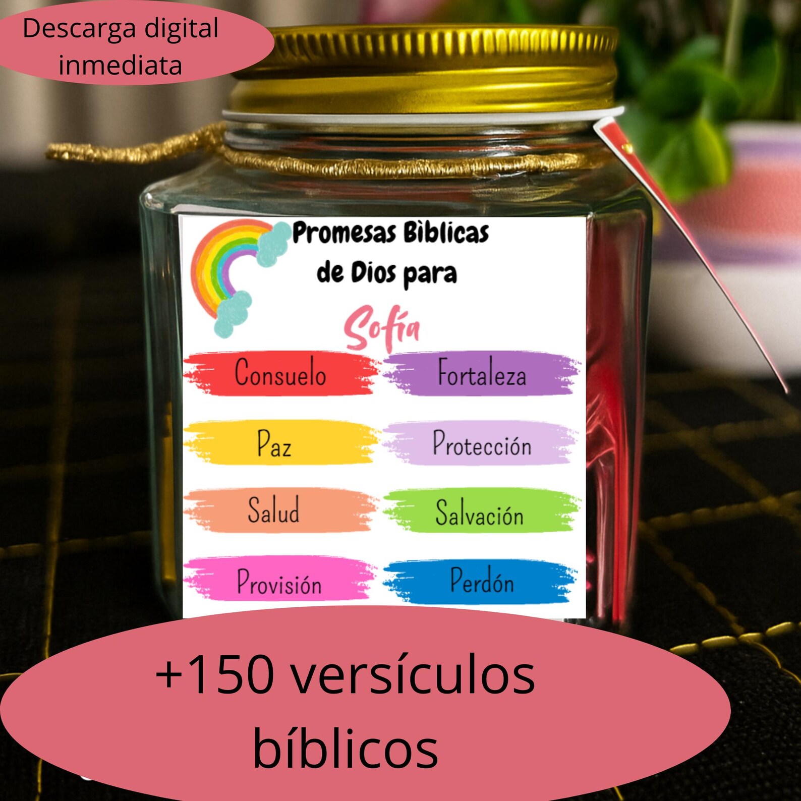Personalized Printable Bible Verse Jar: Promises With Colors, Daily ...