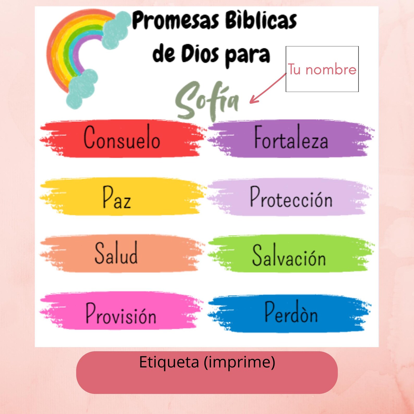 Personalized Printable Bible Verse Jar: Promises With Colors, Daily ...