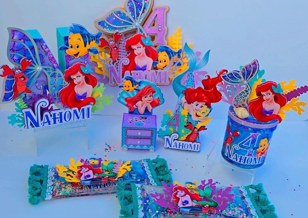 Ariel Mermaid Party Kit, Ariel Mermaid Cake Topper, Box Party, Banner ...