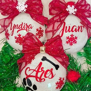 Personalized Glitter Ornaments / Personalized Christmas Bulbs / Glitter ...