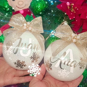 Personalized Glitter Ornaments / Personalized Christmas Bulbs / Glitter ...
