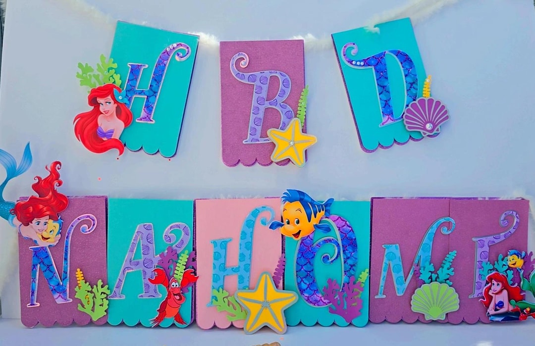 Little Mermaid Birthday Banner, Little Mermaid Birthday Party ...