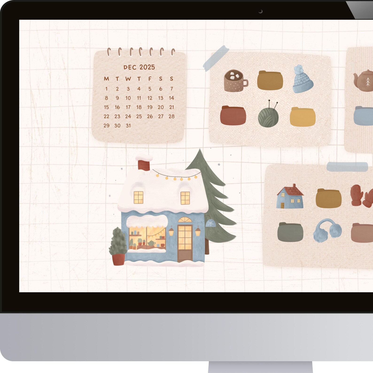 Winter Desktop Wallpaper Organizer 2025-2026 Calendar + Mac Folder ...