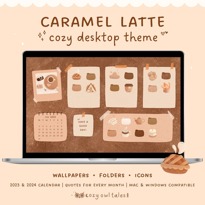 Desktop Wallpaper Organizer 2024-2025 Calendar & Quotes + Folder Icons ...