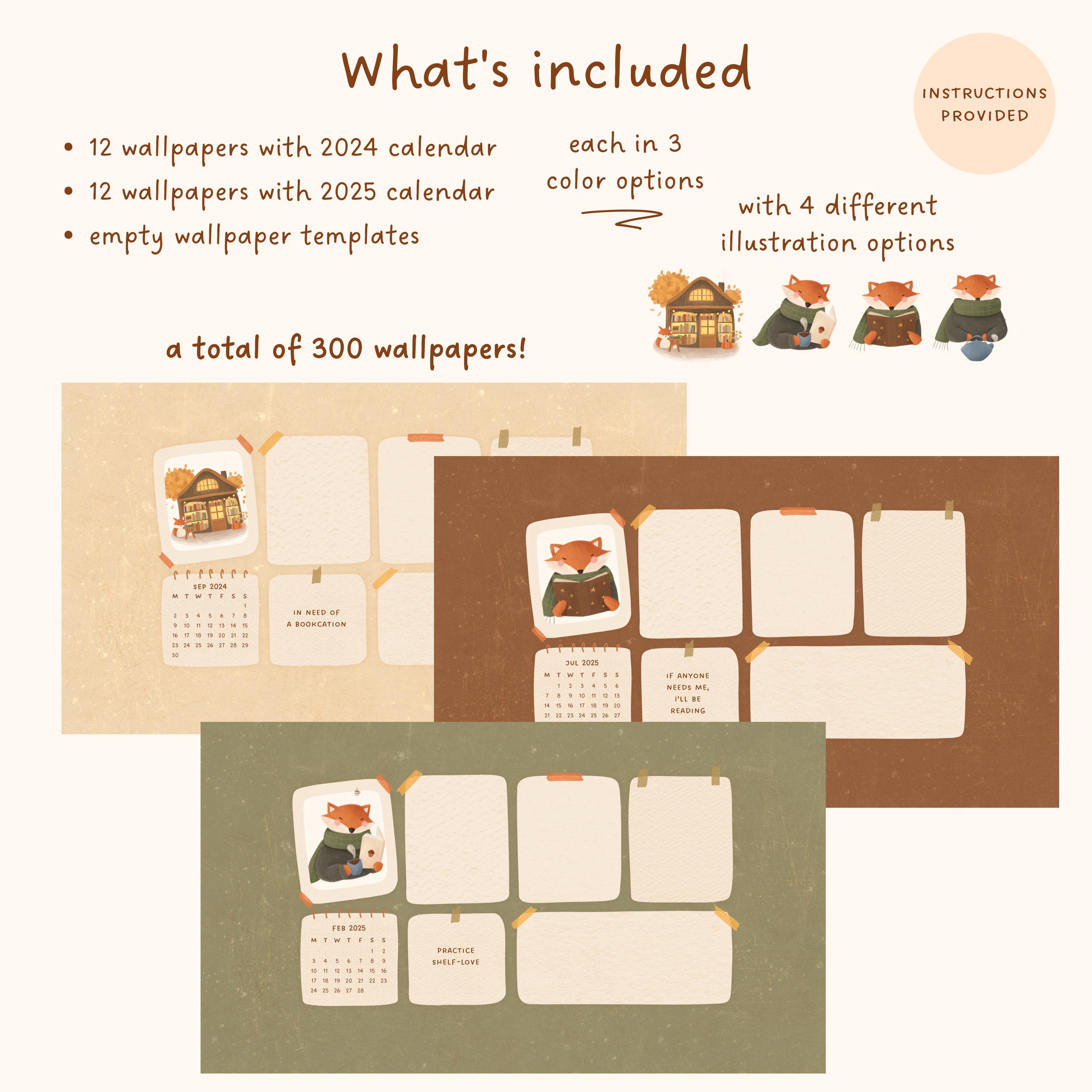 Desktop Wallpaper Organizer 2024-2025 Calendar & Quotes + Folder Icons ...