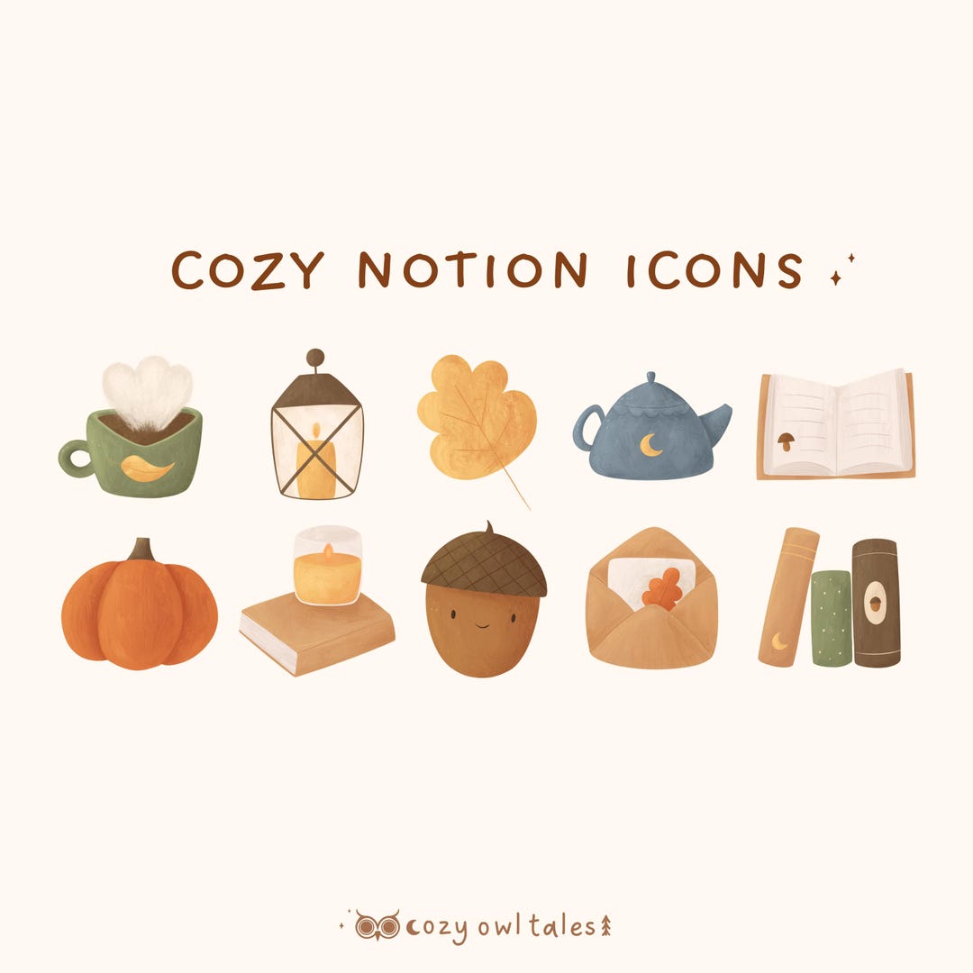 Autumn/fall Notion Icons for Notion Templates | Hand-drawn Beige Notion ...