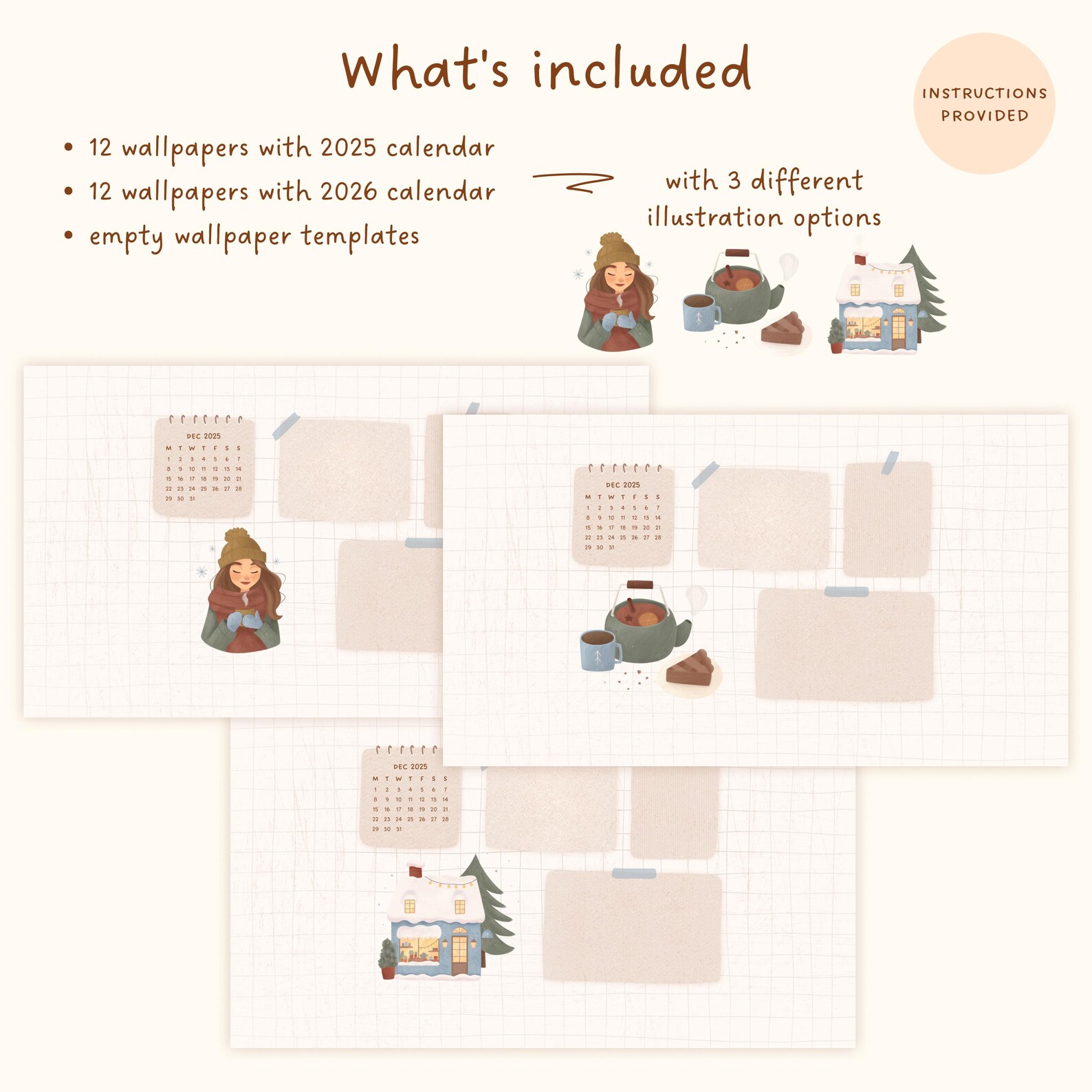 Winter Desktop Wallpaper Organizer 2025-2026 Calendar + Mac Folder ...
