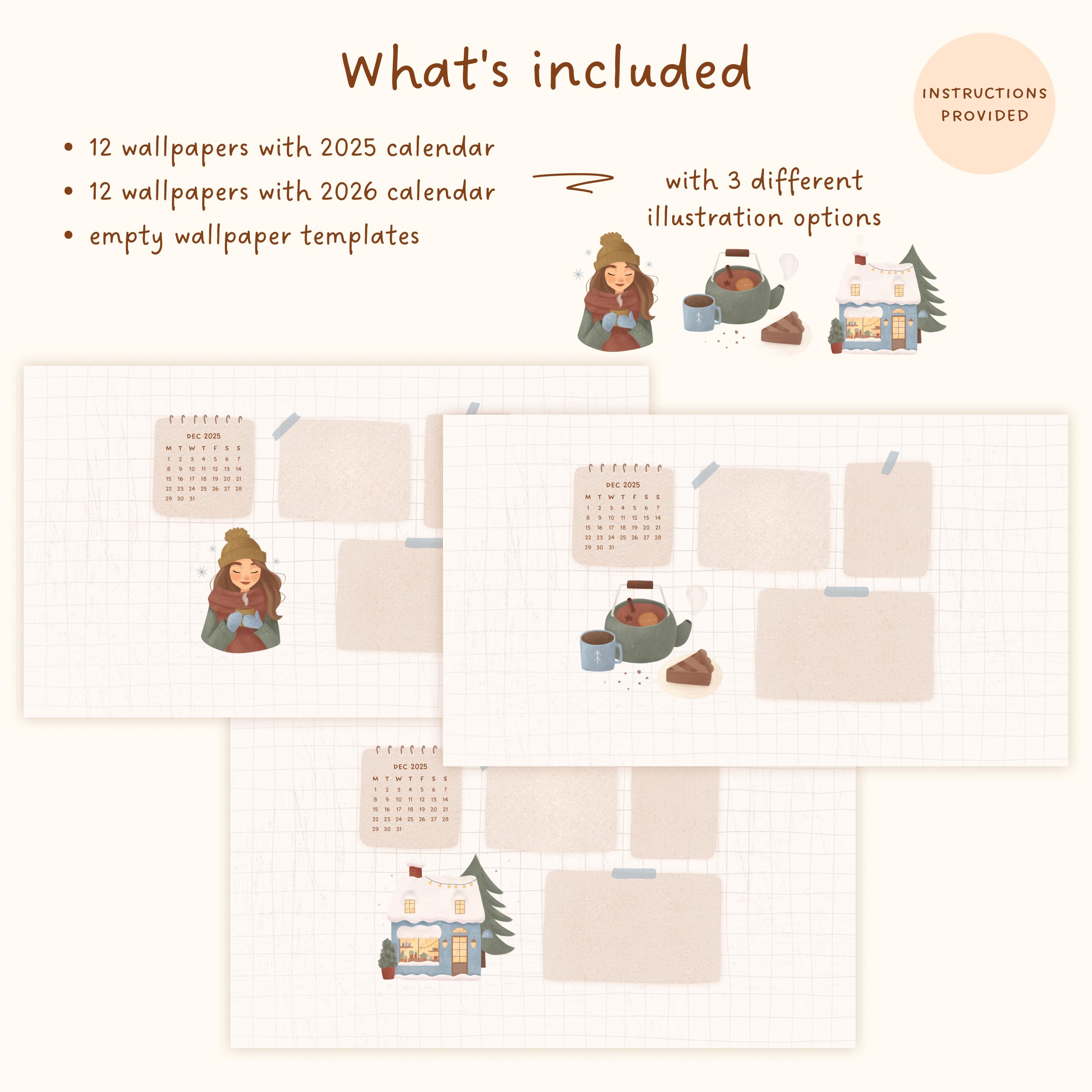 Winter Desktop Wallpaper Organizer 2025-2026 Calendar + Mac Folder ...