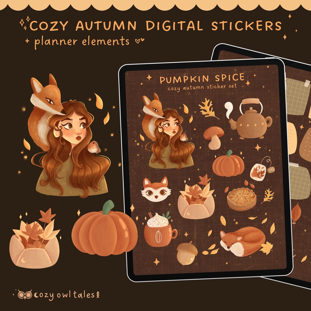 Autumn/fall Digital Stickers Set Pumpkin Spice | Goodnotes Stickers ...