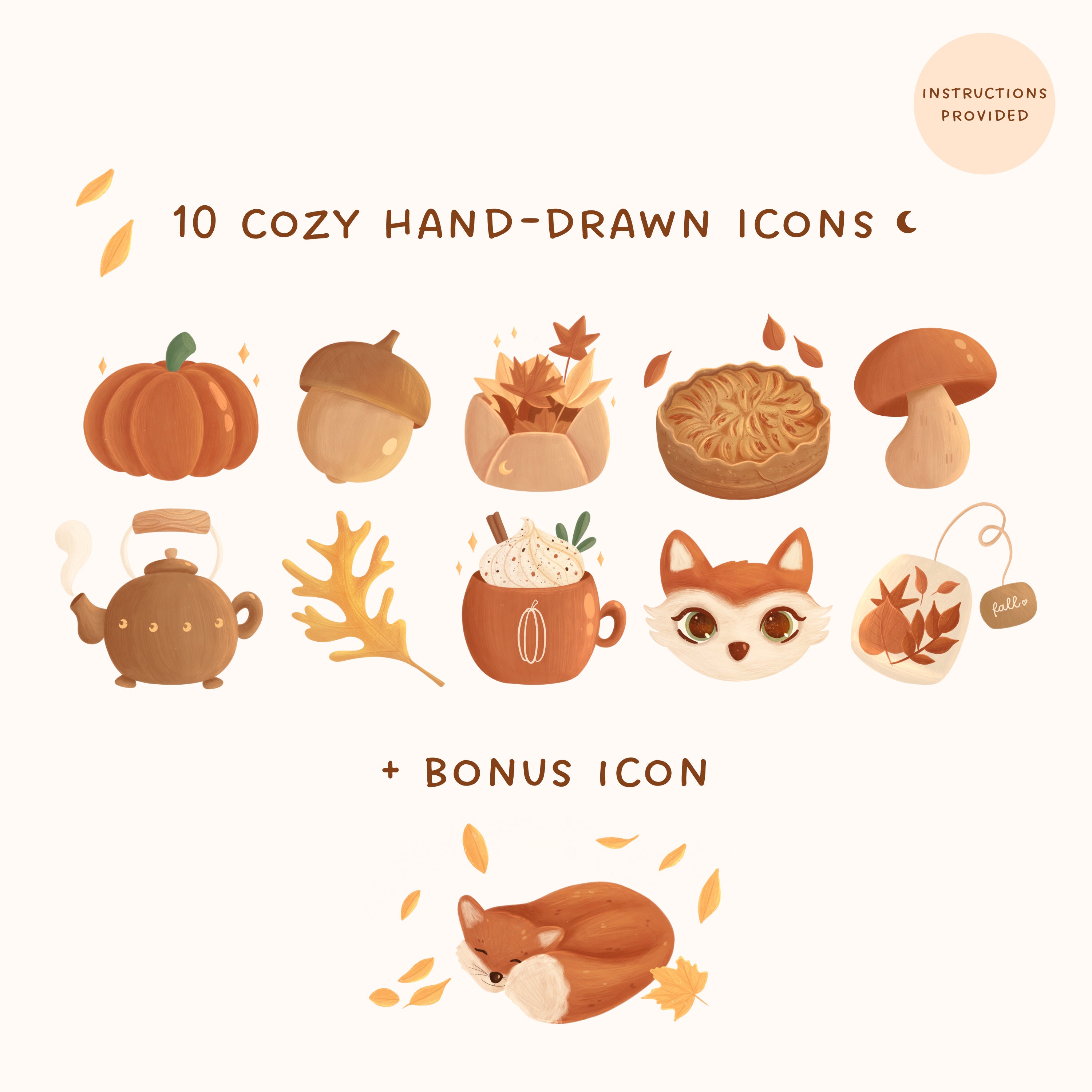 Autumn/fall Notion Icons for Notion Templates | Hand-drawn Beige Notion ...