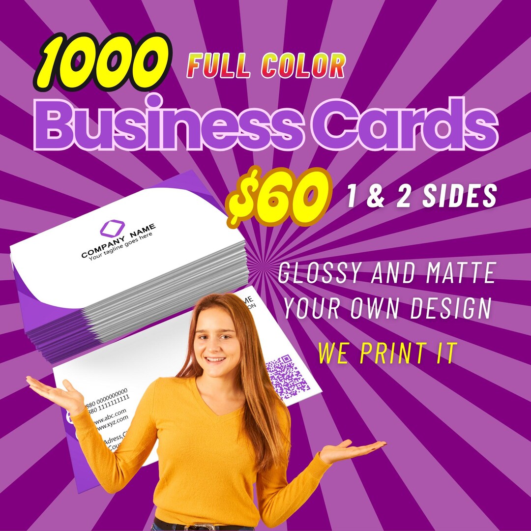 Custom Business Cards: Full Color, Glossy or Matte - Etsy