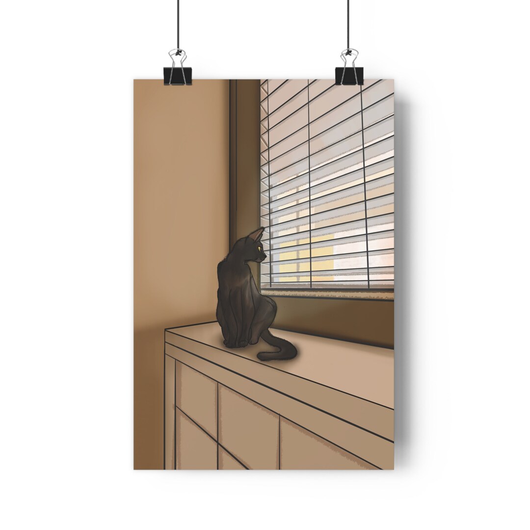 Grey Cat Art Print - Etsy