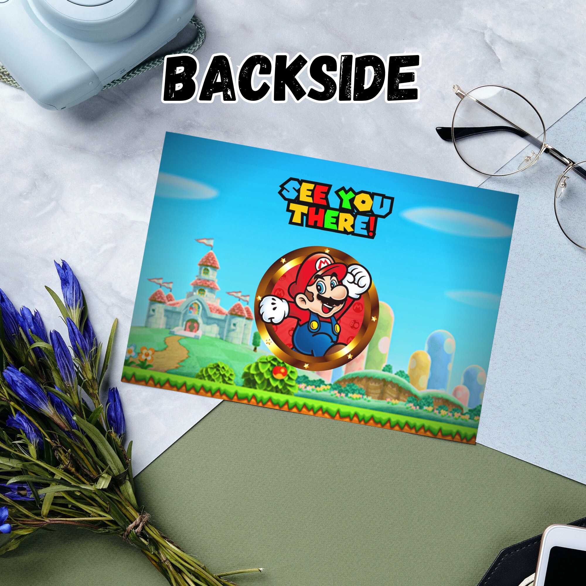 Editable Super Mario Birthday Invitation Card Thank You Card - Etsy