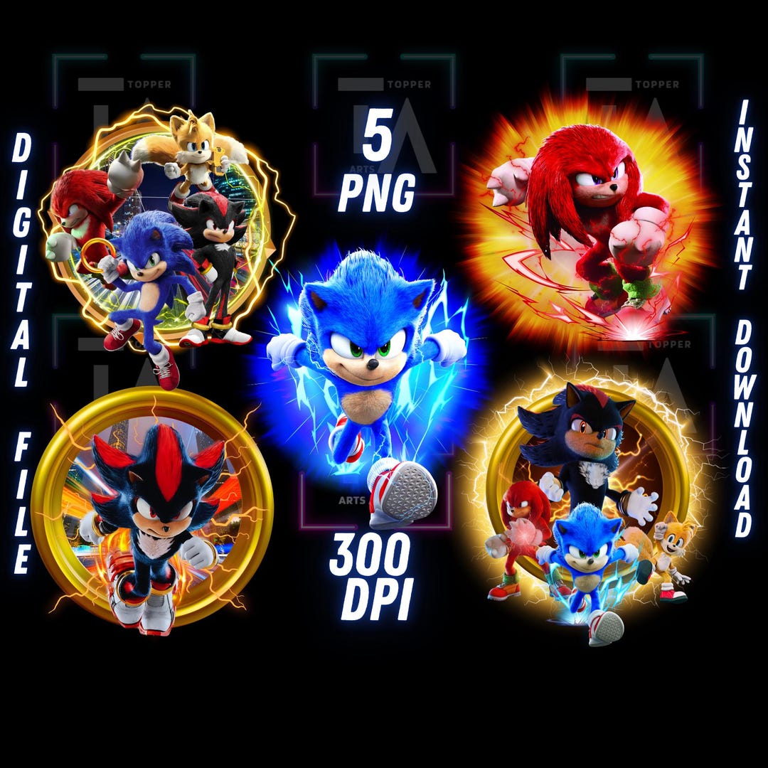 Sonic the Hedgehog PNG Pack Movie Shadow Knuckles Bundle Digital Gamer ...