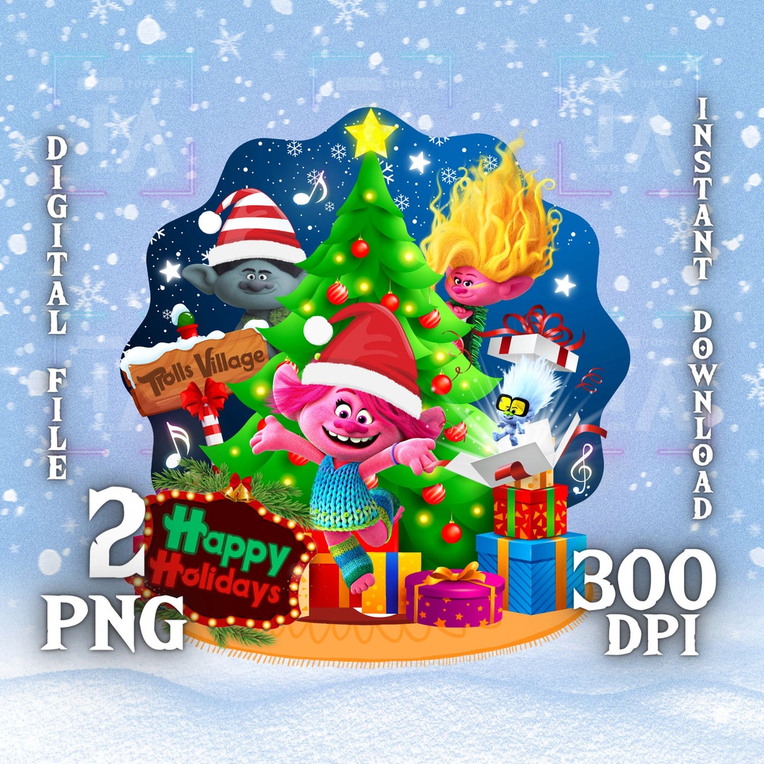 Trolls Movie Christmas PNG: Queen Poppy, Holiday Greetings (digital ...