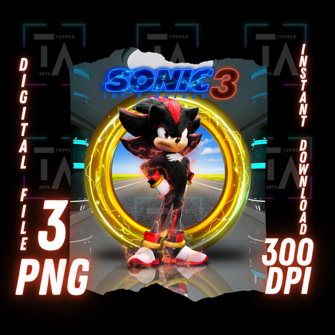 Sonic the Hedgehog PNG: Shadow Clipart, Sonic 3 Movie (digital File) - Etsy