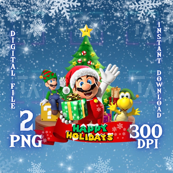 Super Mario Christmas Clipart - Etsy