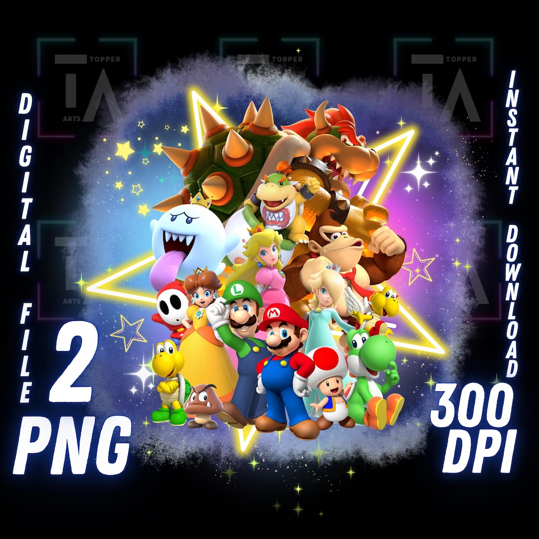 Super Mario Galaxy PNG Star Clipart Printable Tshirt Sublimation Design ...