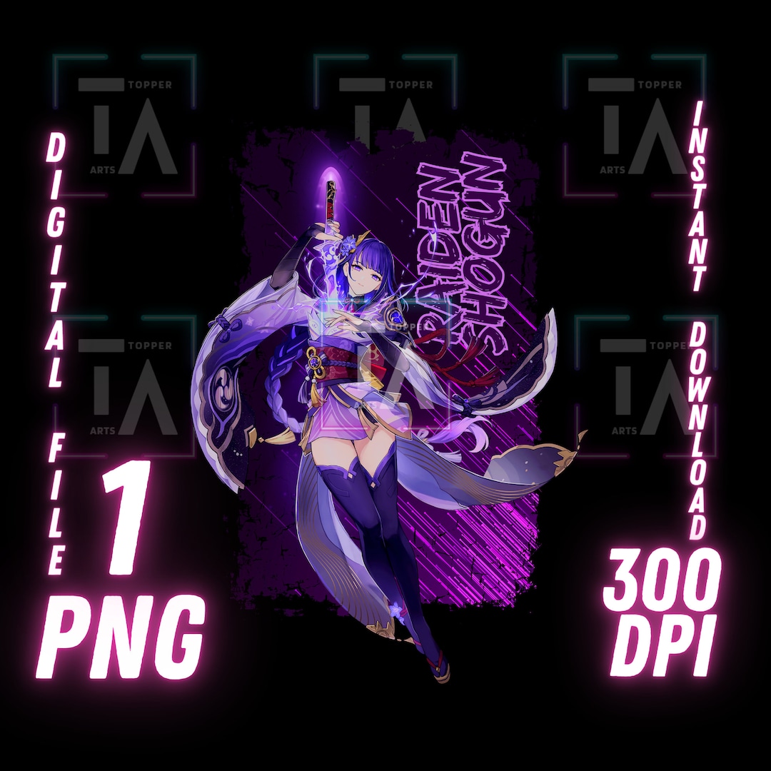 Genshin Impact PNG Raiden Shogun Png Cricut Shirt Sublimation Clipart ...