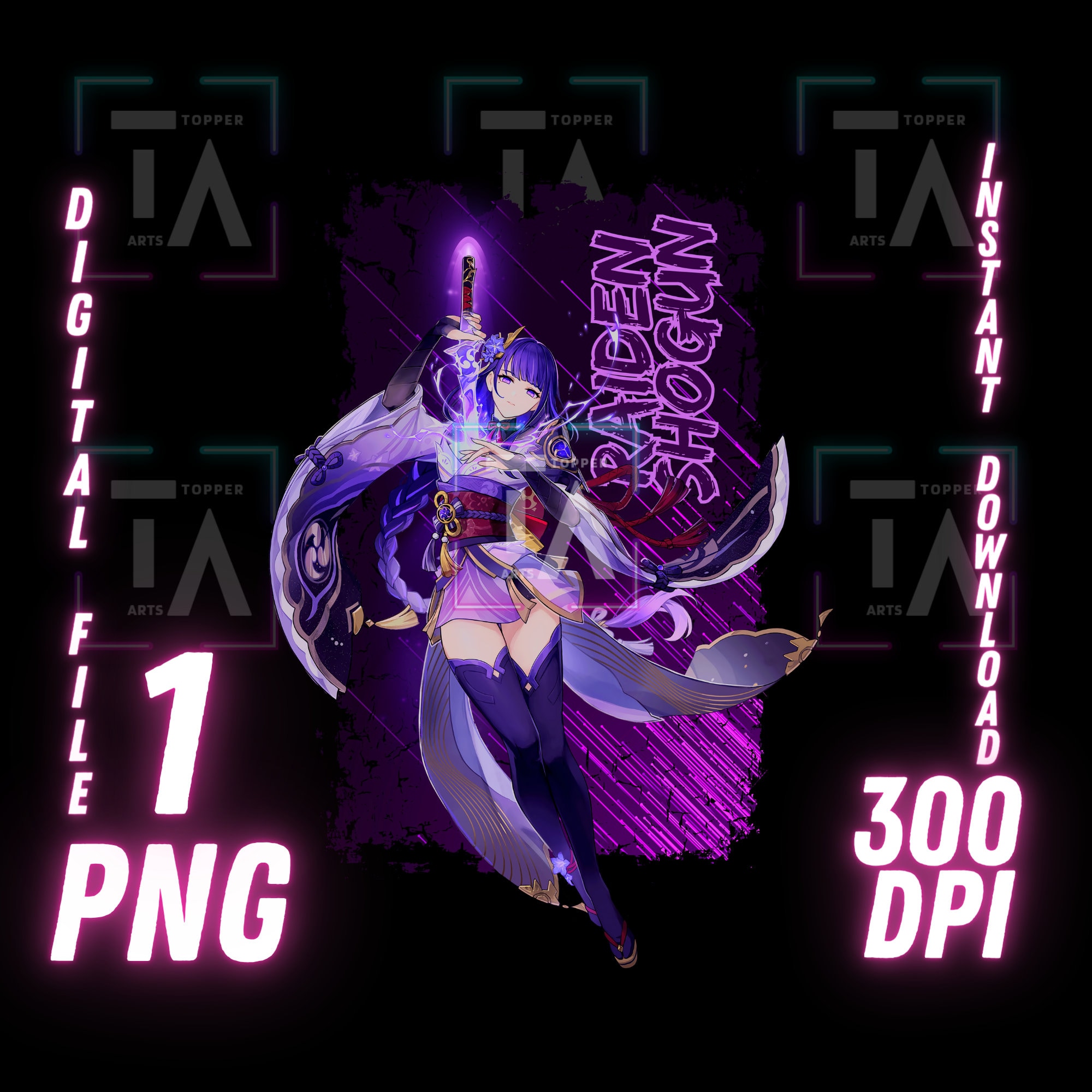 Genshin Impact PNG Raiden Shogun Png Cricut Shirt Sublimation Clipart ...