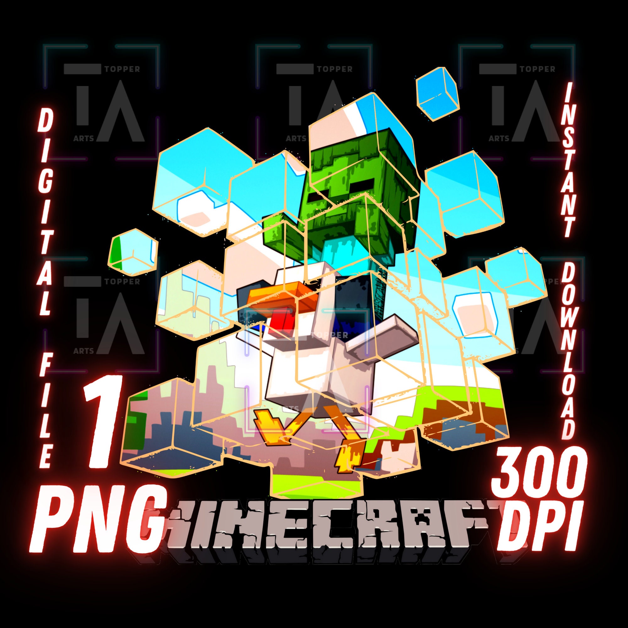 Minecraft PNG, for Cricut, Tee Shirt, Sticker, Minecrafter Clipart ...