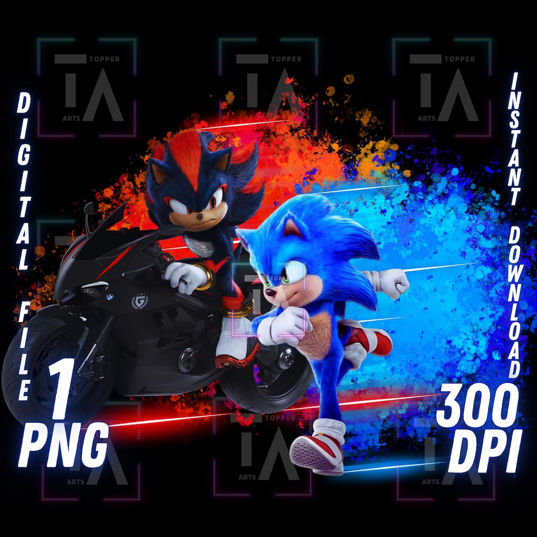 Sonic Vs Shadow PNG Shadow Vs Sonic T Shirt Sublimation Digital File ...