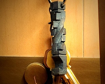 Large Hand Forged Twist Keychain, Gift Ideas, Blacksmith, Handmade ...