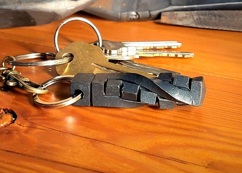 Large Hand Forged Twist Keychain, Gift Ideas, Blacksmith, Handmade ...
