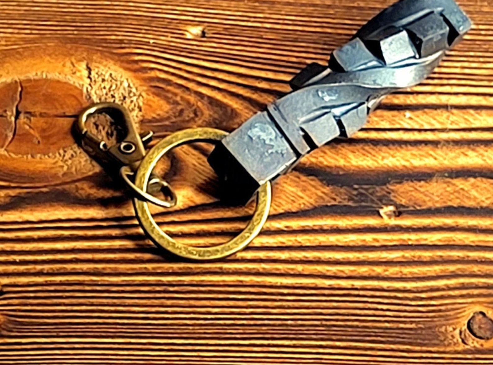 Large Hand Forged Twist Keychain, Gift Ideas, Blacksmith, Handmade ...