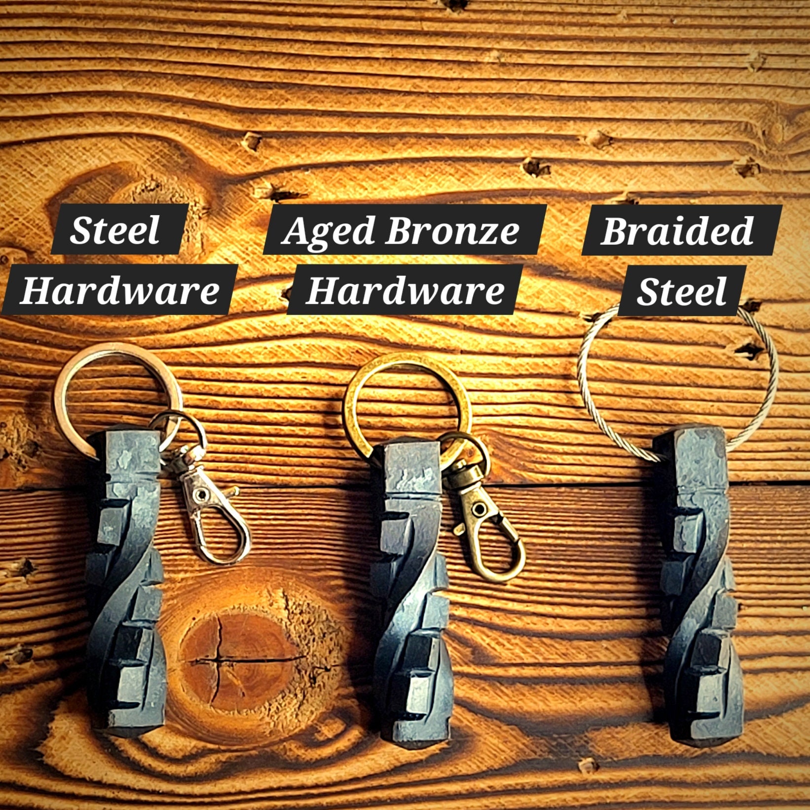 Large Hand Forged Twist Keychain, Gift Ideas, Blacksmith, Handmade ...