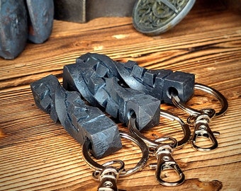 Large Hand Forged Twist Keychain, Gift Ideas, Blacksmith, Handmade ...