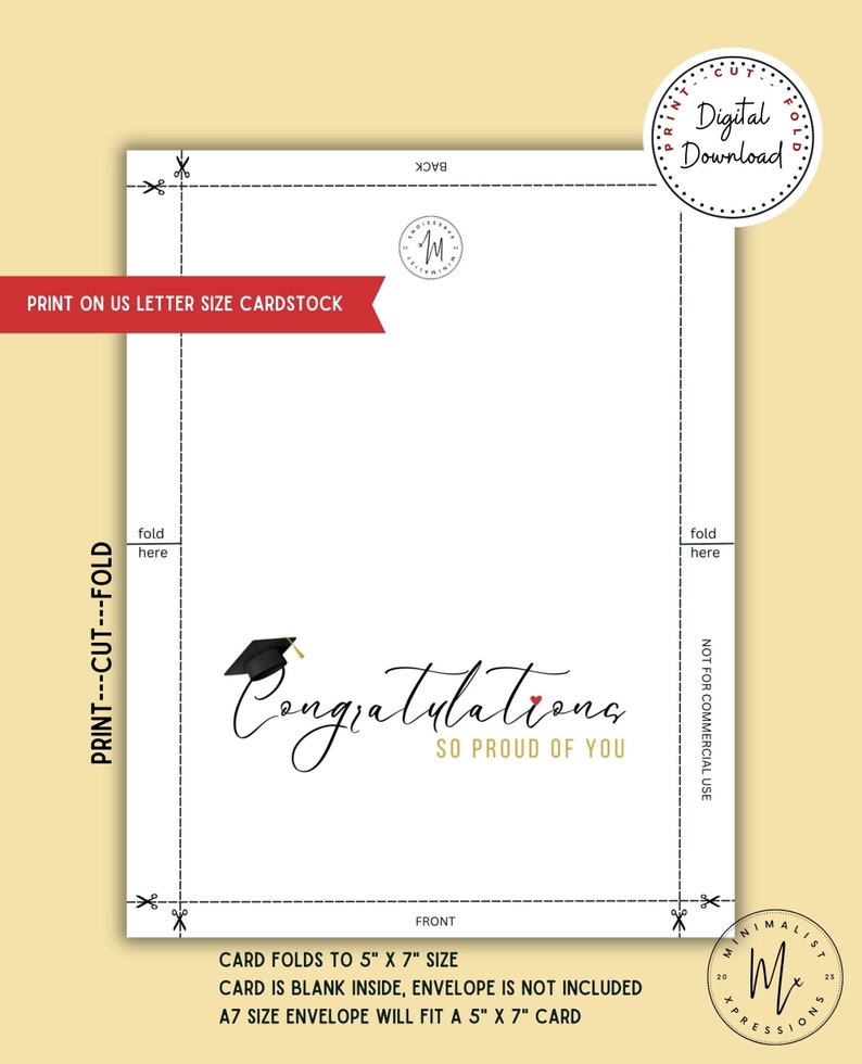 Minimalist Printable Graduation Card Instant Download Card Congrats ...