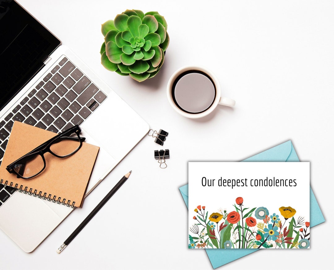 Simple Printable Sympathy Card With Flowers Death and Mourning Instant ...