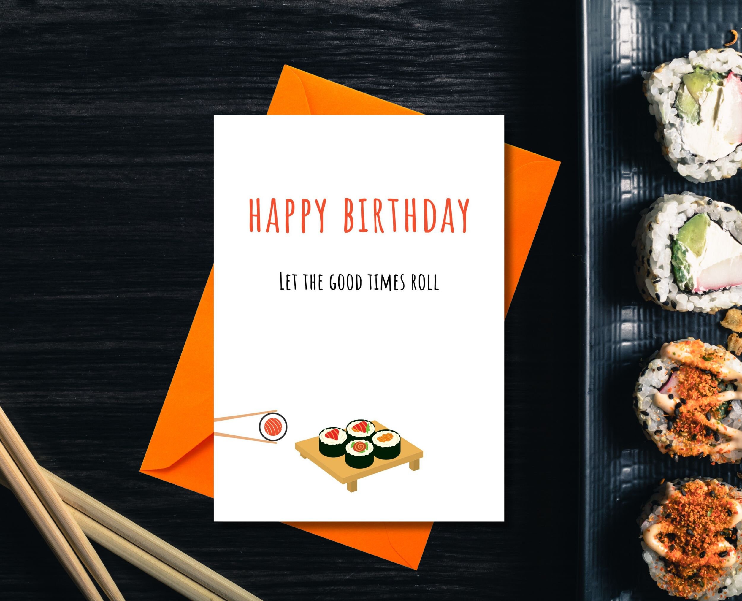 Simple Sushi Printable Birthday Card Printable Card Instant Download ...
