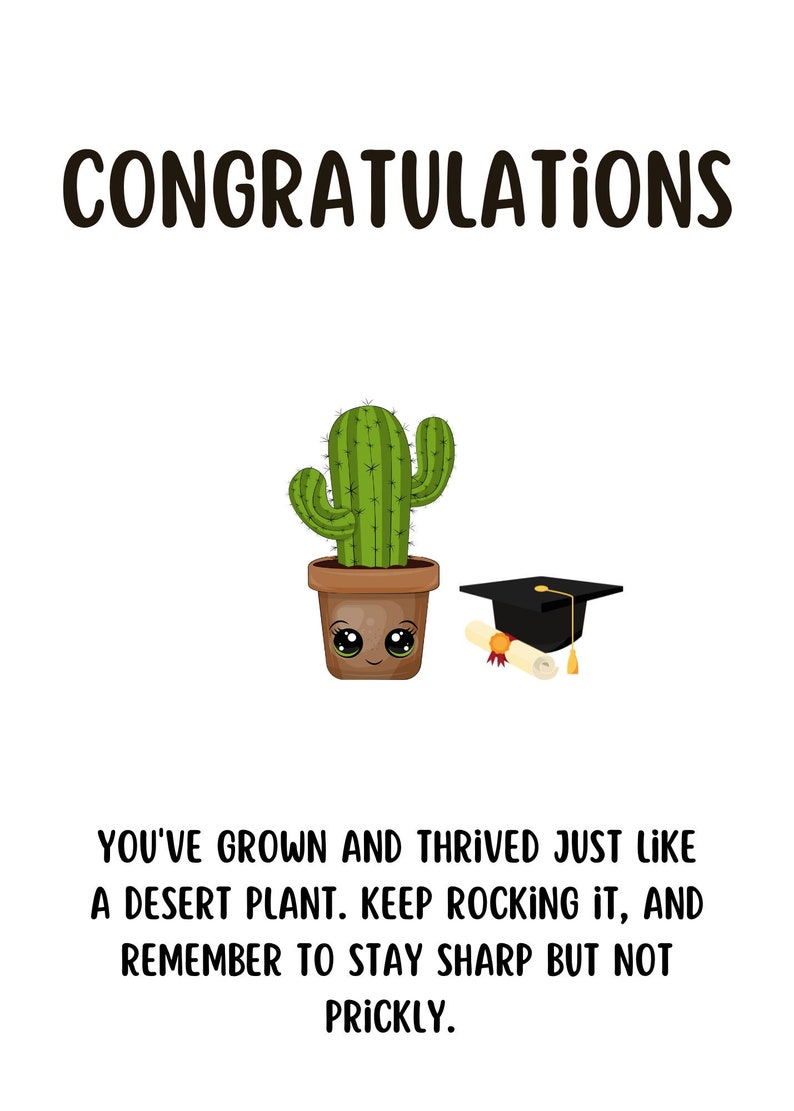 Cute Positive Printable Graduation Cactus Card Instant - Etsy