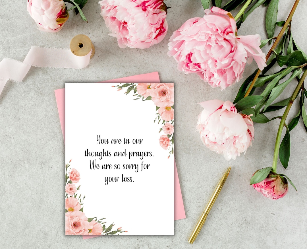 Simple Pink Floral Printable Sympathy Card | Death and Mourning ...