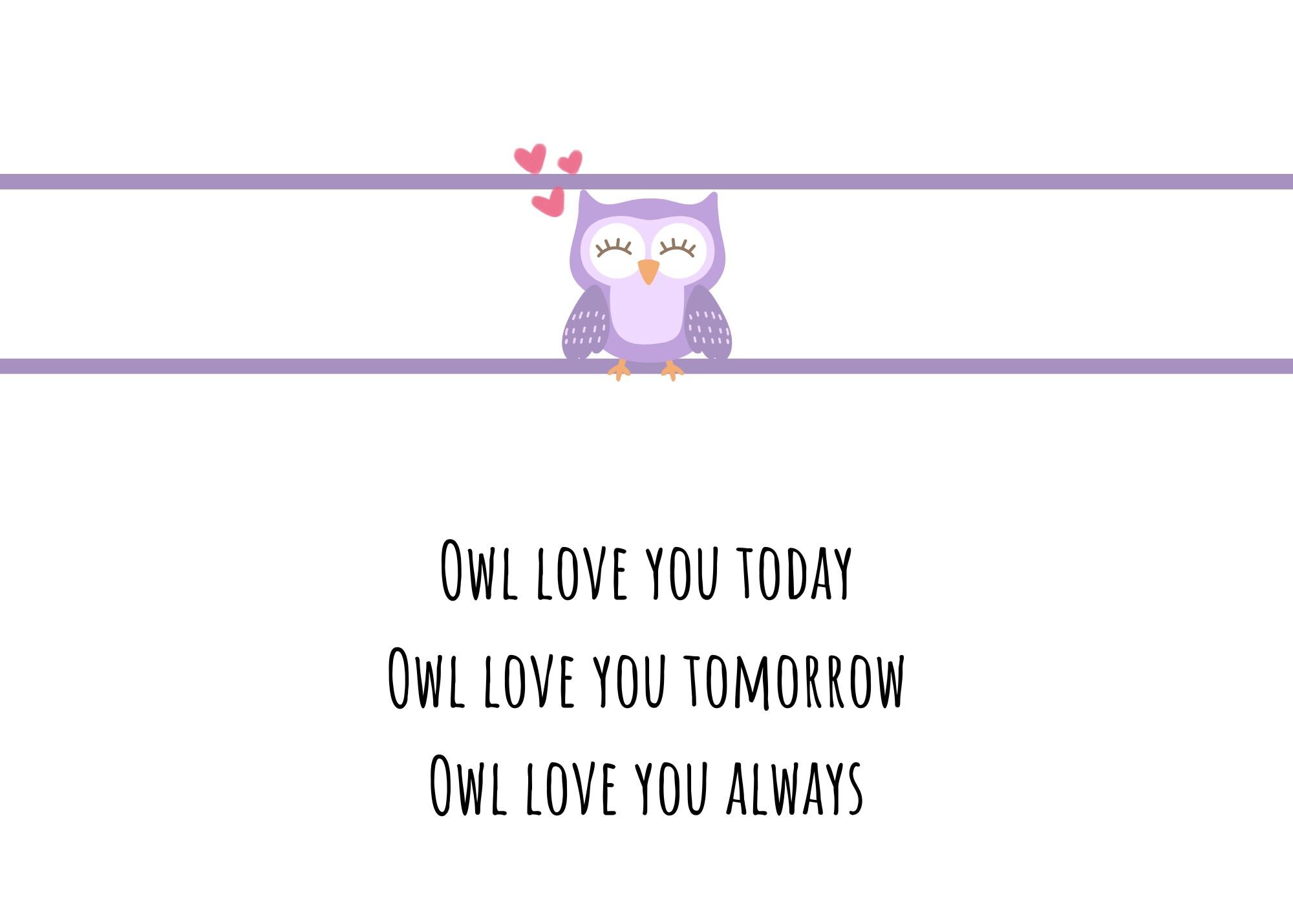 Simple Owl Printable Anniversary Card Printable Owl Card Instant ...