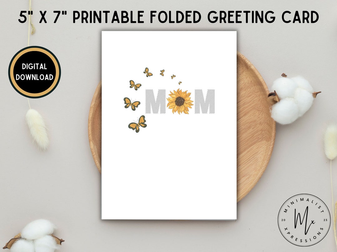 Classy Printable Sunflower Birthday Card for Mom Mother's Day Card ...