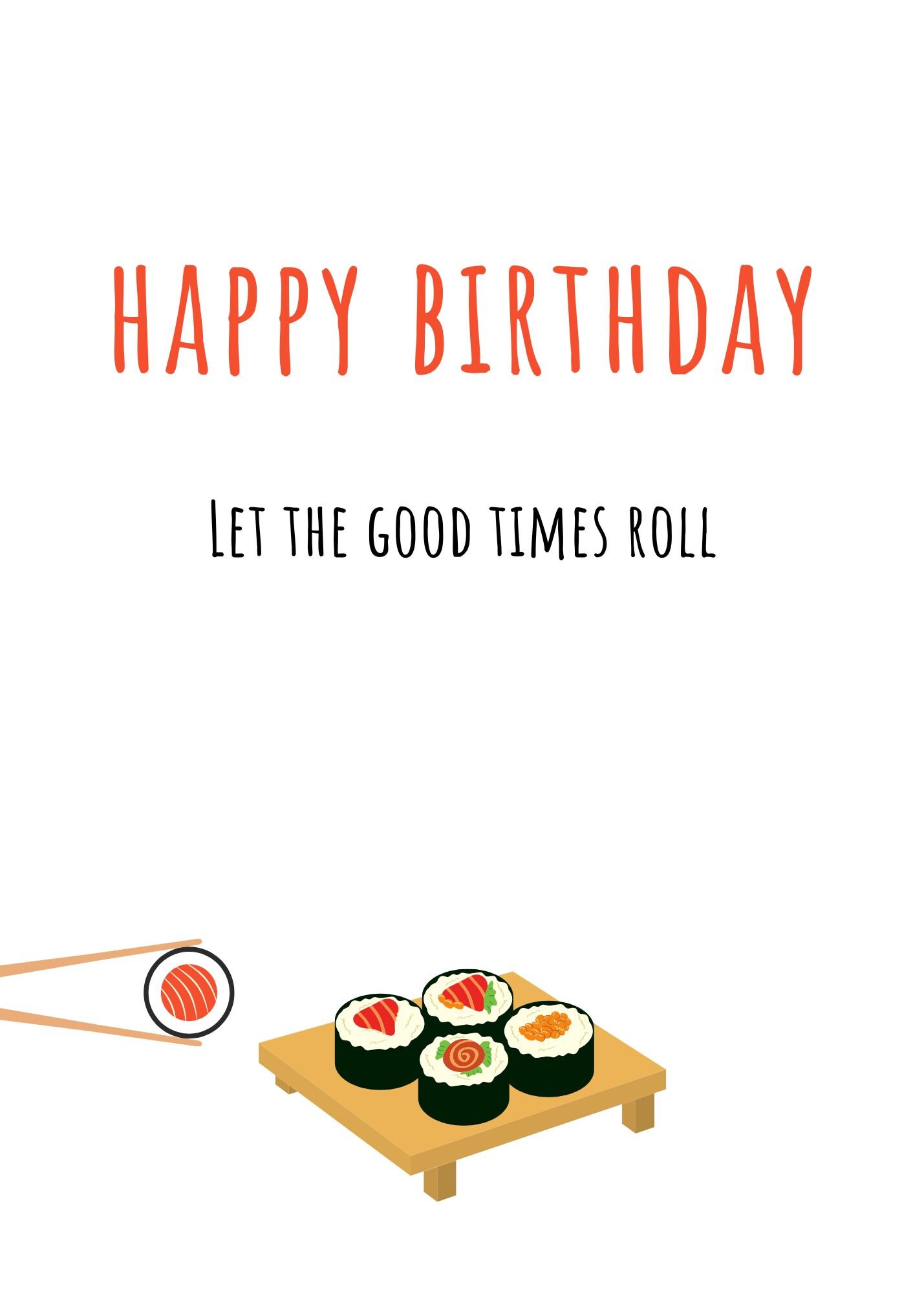 Simple Sushi Printable Birthday Card Printable Card Instant Download ...