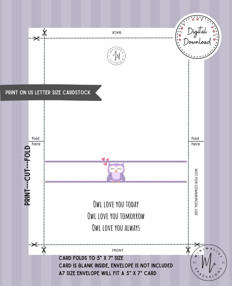 Simple Owl Printable Anniversary Card Printable Owl Card - Etsy